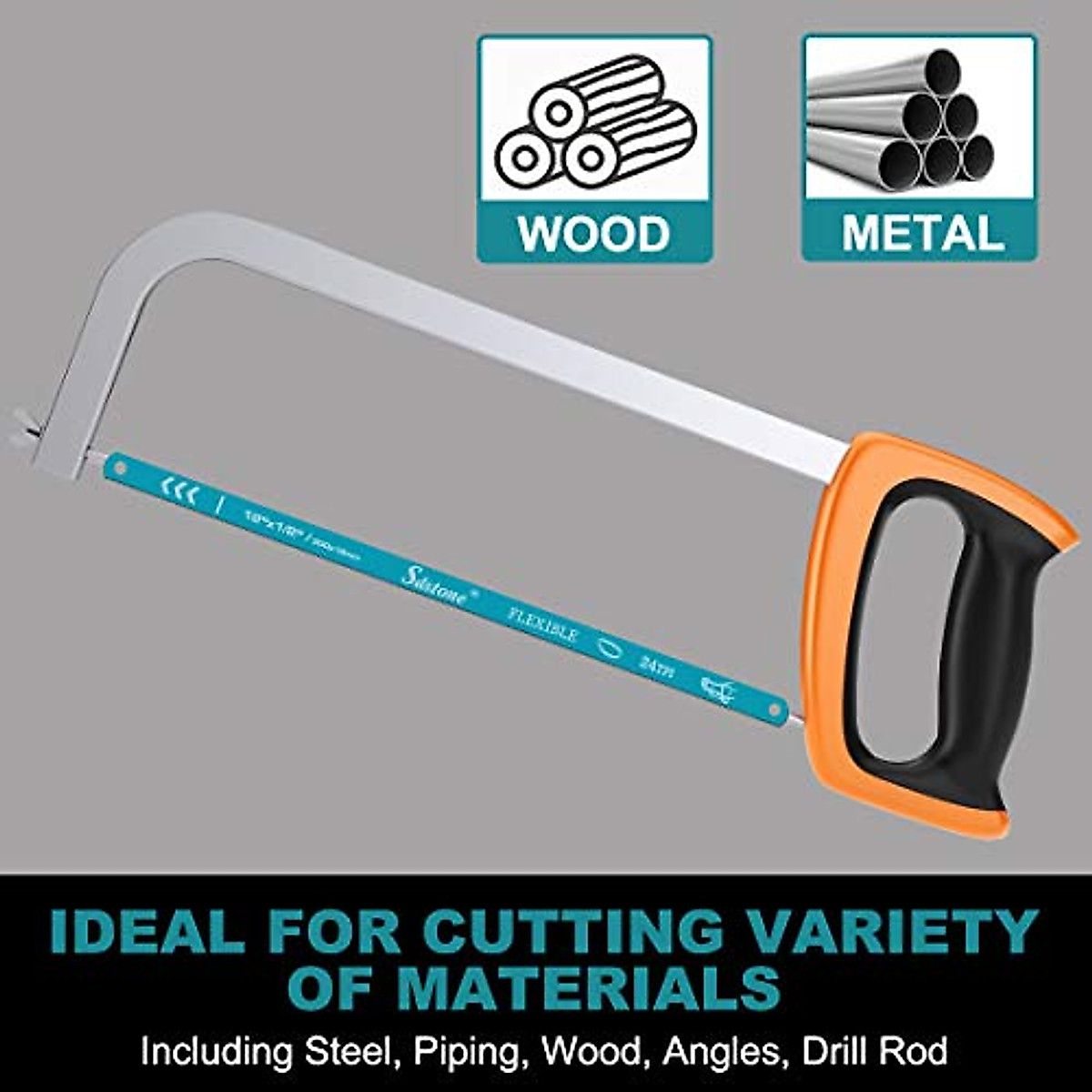 Sdstone Hacksaw Blades High Speed Replacement Blades 24 TPI - 12" Length Hacksaw Blade - Carbon Strength Steel (10 Pack)