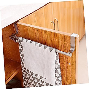 Anneome Traceless Towel Shelf Cabinet Towel Holder Easy Installation Towel Rack Single-bar Towel Rack Seamless Towel Rack Sturdy Towel Rack Hanger Kitchen Towel Bar Silver