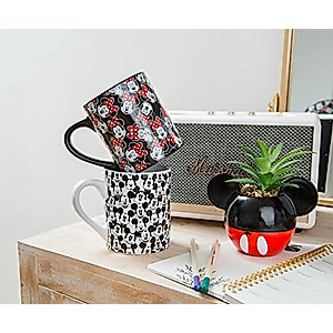 Disney Mickey and Minnie Classic Allover Faces Ceramic Mugs | Set of 2