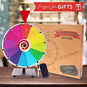 Prize Wheel Spinning Wheel for Prizes - Dry Erase Spin Wheel Game Small 12" inch Tabletop Stand Spinner Board with 4 Color & White Wheels, Marker Pen, Eraser & Bag | Win Fortune Raffle Carnival Games