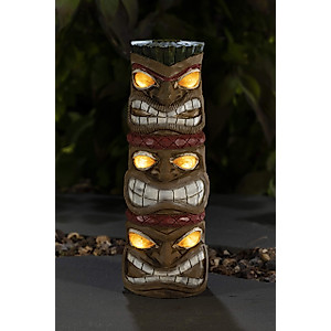 VP Home Triple Tiki Totem Solar Powered LED Outdoor Decor Garden Light