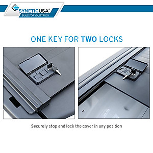 Syneticusa Retractable Hard Tonneau Cover Fits 2004-2024 Ford F-150 (incl. Raptor/Lightning) 5’6” (67”) Truck Bed Matte Black Aluminum Waterproof