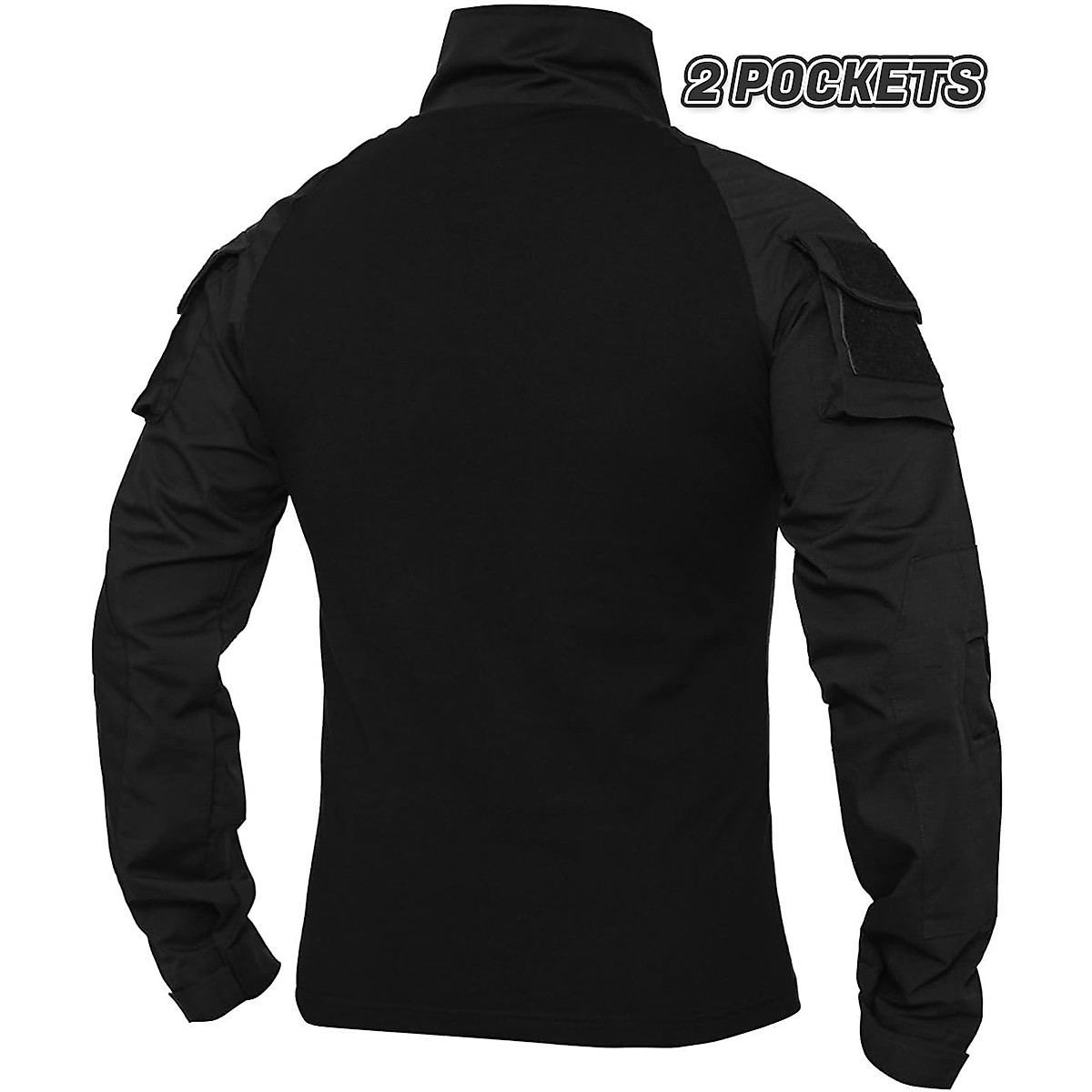 XKTTAC G3 Combat Tactical Shirt for Men with 2-4 Pockets Airsoft-Military-Paintball-Camping Gear Multicam Army BDU TOP Security Clothes（Black/2 Pockets，M）