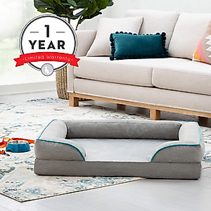 Brindle Orthopedic Dog Bed for Medium Dogs - Waterproof Dog Sofa Bed Medium, Supportive Memory Foam Pet Couch Bed with Removable Washable Cover, Water Resistant Cover, Nonskid Bottom, Dove Gray