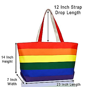 DALIX Rainbow Tote Bag with Zippered Top