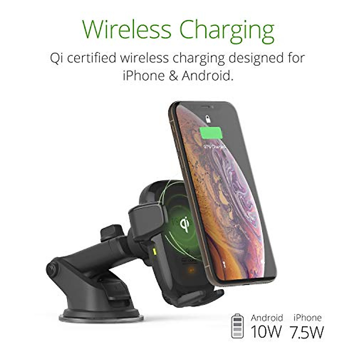 iOttie Auto Sense Qi Wireless Car Charger with Extra Mounting Base - Automatic Clamping Dashboard Phone Mount with Wireless Charging for Google Pixel, iPhone, Samsung Galaxy, Huawei, LG, Smartphones