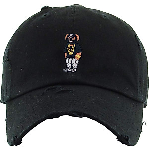 KBSV-197V BLK2 Masked Bear Dad Hat Baseball Cap Polo Style Unconstructed Adjustable Vintage