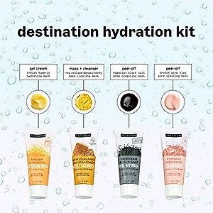 Freeman Limited Edition Destination Hydration Kit, Mini Travel Sized Face Masks, Moisturizing Masking Set, Skincare Variety Pack, Pore Clearing & Cleansing, Cruelty-Free, 7 Piece Gift Set