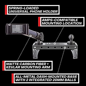 Bulletpoint Metal Dash Mount Phone Holder Compatible with 2015-2020 Ford F150 & 2017+ F250/F350 Super Duty - Dual 20mm Ball Dash F150 Phone Mount (13th Generation)