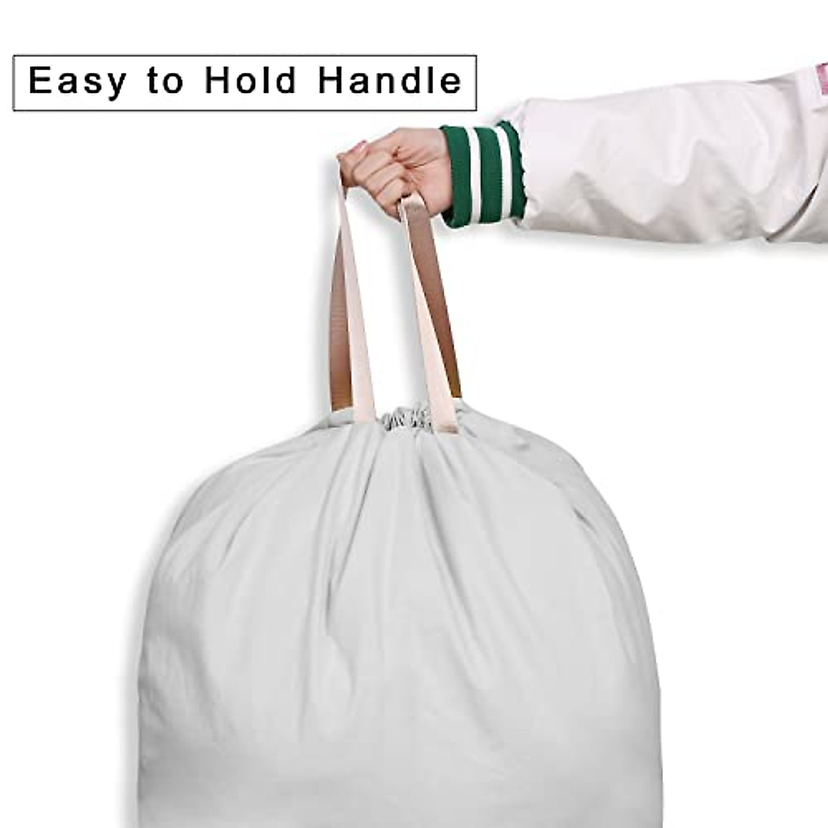 SANFERGE Cotton Canvas Laundry Bag with Handles & Drawstring Straps, Heavy Duty Extra Large Laundry Bags for Laundromat and Household, Washable Travel Dirty Clothes Bag Hamper Liner, 25.5 x 34 Inch, Light Grey