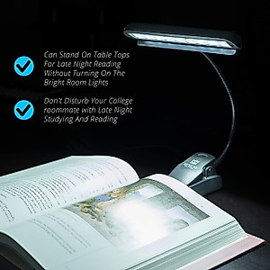 Music Stand Light - Book Light for Reading in Bed – Clip on Portable LED Light - Reading Light - Clamp Light for Violin, Piano, DJ, Desk & More – USB, AA battery operated (Batteries Not Included)
