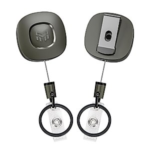 MNGARISTA 2 Pack Heavy Duty Metal Retractable Keychain with Belt Clip, 8 oz Retraction, 31.5" Steel Cable, Zinc Alloy ID Badge Reel Key Chain Retractor (Dark Gray)