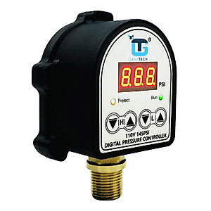 GamaTech Pressure Switch for Water Pump and Air Pump, Digital Adjustable Pressure Controller, 110V, 0-145 Psi, 1/2" Male Npt