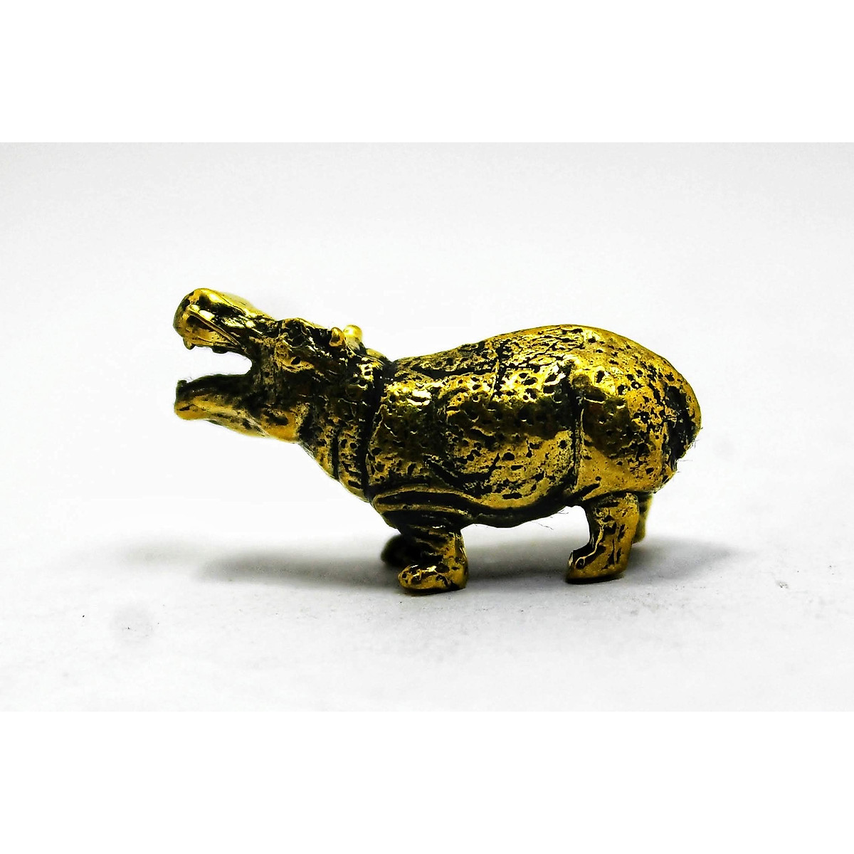Hippopotamus Brass Collectible Hippo Figurine Handmade Art Miniature