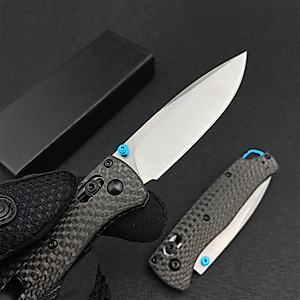 HUAAO EDC Bugout Knife, Axis Lock Knife with 8Cr13MoV Blade, Carbon Fiber Handle, Folding Pocket Knife with Belt Clip for Camping