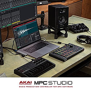 Akai Professional MPC Studio MIDI Controller Beat Maker with 16 Velocity Sensitive RGB Pads, Full MPC 2 Software, assignable Touch Strip & LCD Display