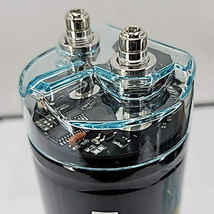 Audiobank 3.5 Farad Capacitor Car Audio 3500 Watts Power 12V Car Digital Power 3 Digit Display and Complete 1500 Watts 8 Gauge Car Amplifier Installation Wiring Kit Blue