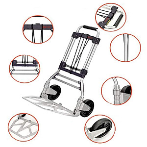 Folding Hand Truck, Hand Truck, Dolly, 2 Wheel-Roate Load Bearing 120 Kg Telescopic Construction Utility Cart Luggage Ideal for Personal, Travel, Moving And Office Use