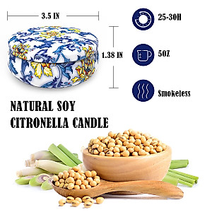 Citronella Candles Outdoor Indoor, YOSICIL 2 Pack Citronella Scented Candles Soy Wax Lemongrass Essential Oil, Portable Glass Jar Candles for Home Patio Travel Garden Yard Camping