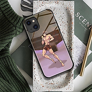 HEMINJYJEF Japanese Anime Anti-Drop Shell Cover Manga Pattern Non-Slip Glossy Glass Cell Phone Protective Case (for iPhone 11 Pro Max,Baki Hanma)