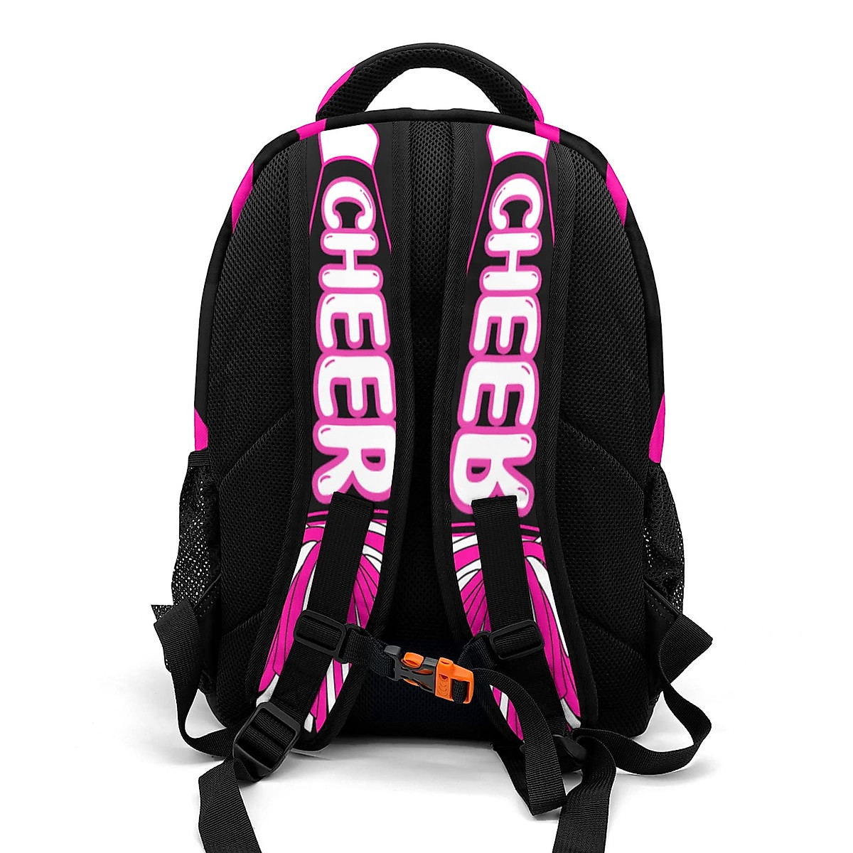 Anneunique Custom Pink Black Cheerleaders Pom Cheer Backpack Custom Name Large Capacity Shoulder Bags for Sports Party
