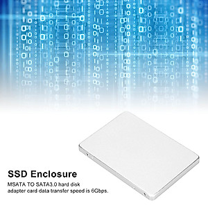 MSATA to SATA3.0 Hard Drive Adapter Card, Ultrathin Heat Dissipation Aluminum SSD Adapter Case for Computer Home Office Silver