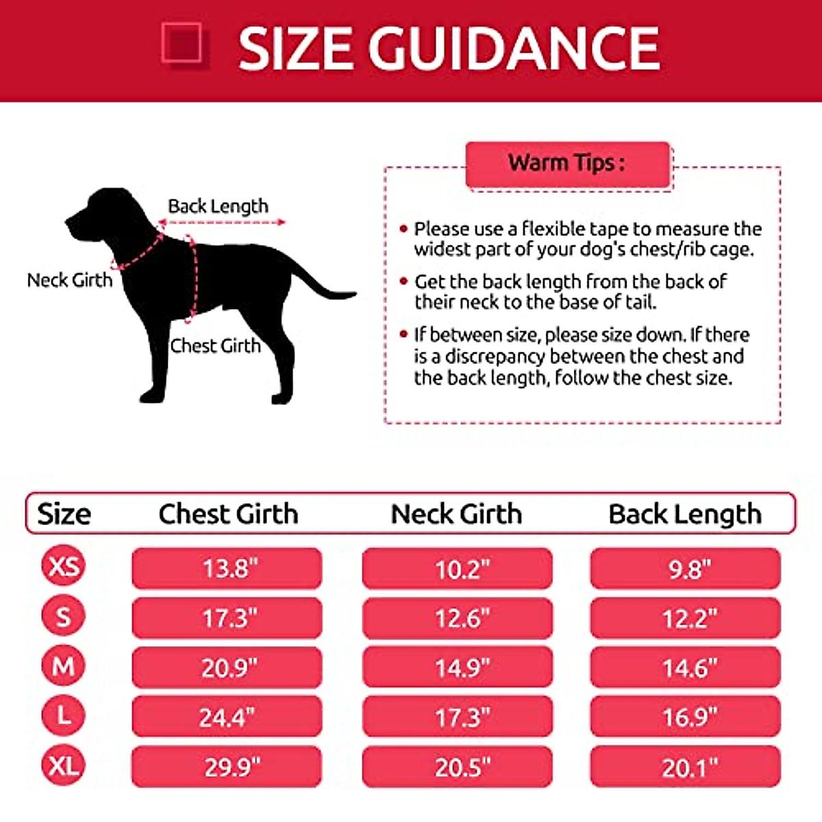 Queenmore Warm Dog Winter Jacket, Fleece Lining Dog Cold Weather Coats, Windproof Turtleneck Dog Vest with Neckline D-Ring, Snowproof Dog Jacket for Small Medium Large Dogs