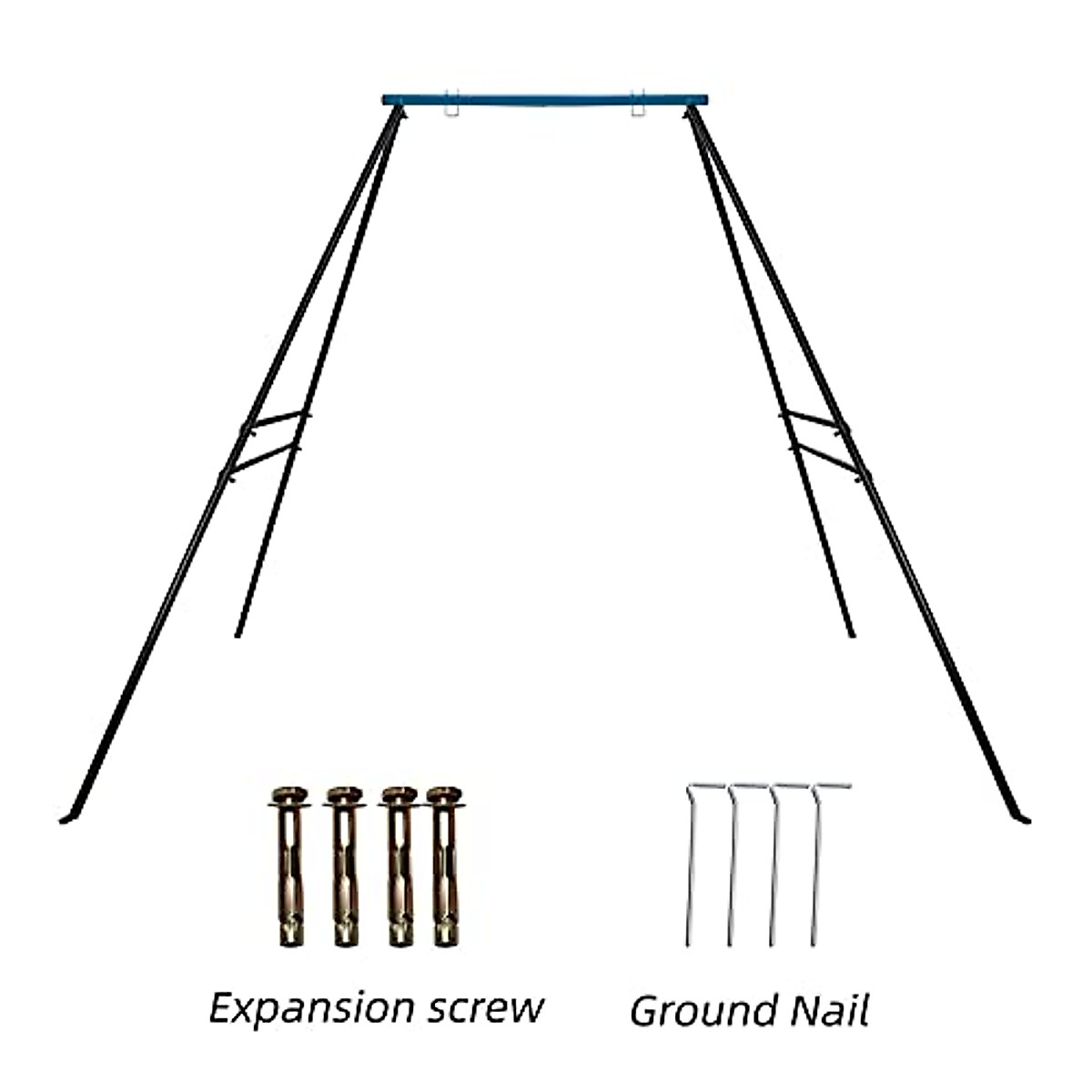 LMYE Swing Stand, New Upgraded Extended Metal Swing Frame with Ground Nail for Most Swings, Length 36", Height 72.8" Saucer Swing NOT Included