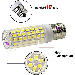 SSXBF E17 Dimmable LED 7W Microwave Oven Bulb - Intermediate Base LED Appliance Light,AC110V120V,Daylight White 6000K,8206232A Ceramic， 75W Halogen Bulb Equivalent(2pack)