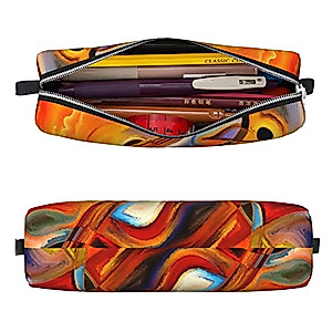 allgobee Pu Leather Pencil Bag Pen Case Colorful-Human-Musical-Arts Students Stationery Pouch Pencil Holder Desk Organizer