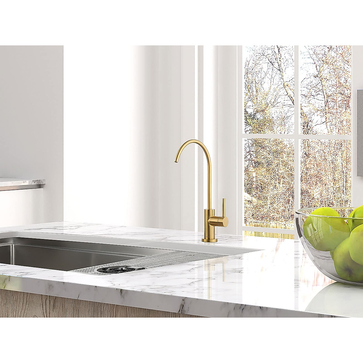 AguaStella AS09BG Brushed Gold Stainless Steel Kitchen Water Filter Faucet RO Faucet for Most Reverse Osmosis Units or Water Filtration System in Non-Air Gap