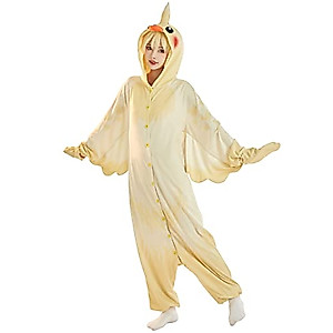 haikyuu Women Anime Cosplay Onesie Pajama Loungewear Adult Hooded Homewear Jumpsuit Kigurumi Cartoon Outfits Sleepwear (large, yellow)
