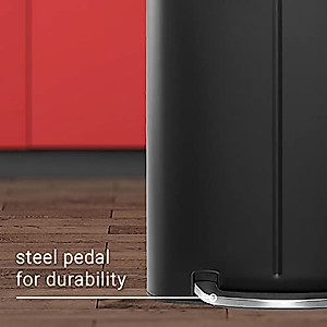 happimess HPM1005B Open Double Bucket Garbage Bin with Soft Close Step, Durable Steel Pedal for Home, Office, Kitchen Trash Can, 10.5 Gallon, Black