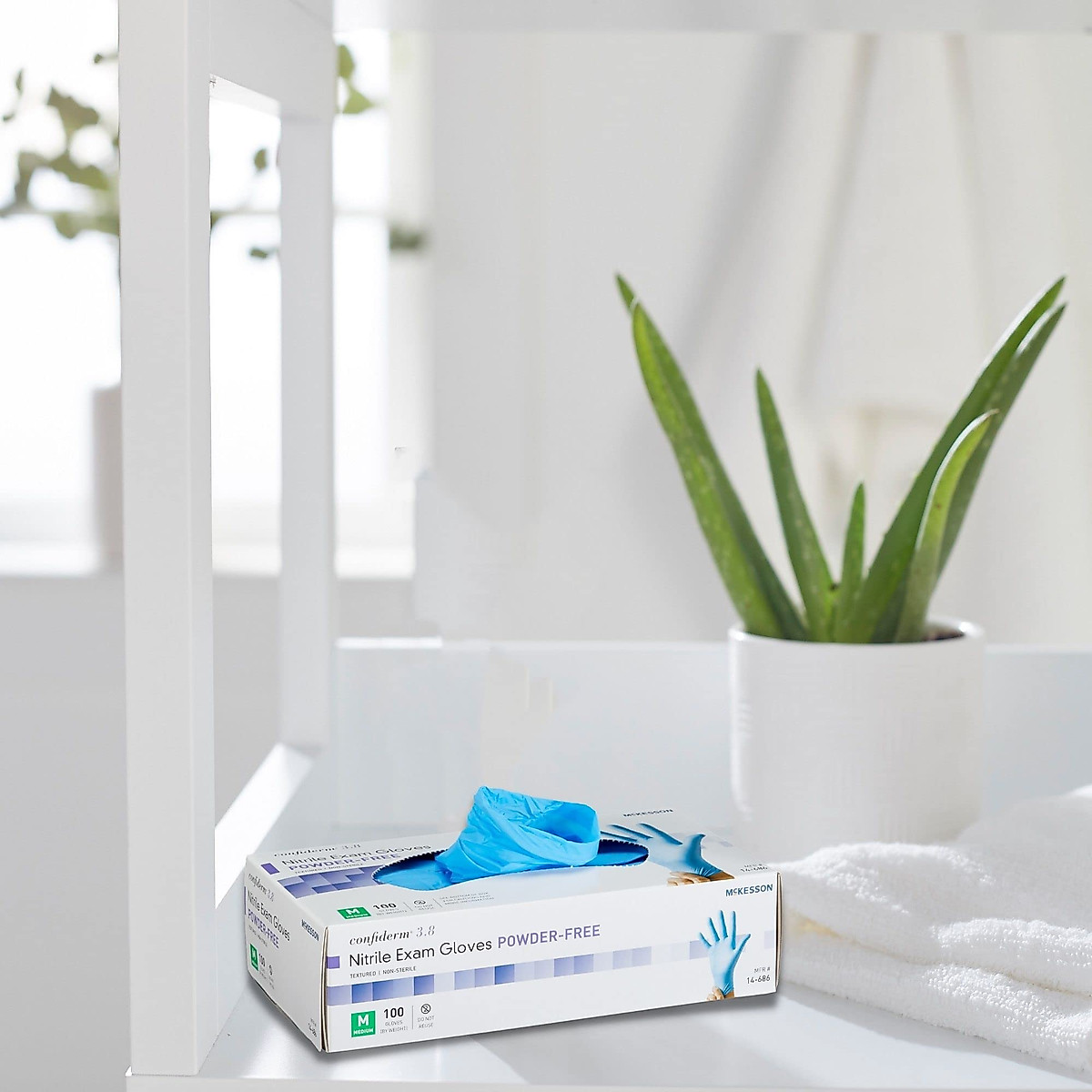 McKesson Confiderm 3.8 Disposable Nitrile Exam Glove Standard Cuff Length