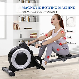 Magnetic Rowing Machine Folding Exercise Rower Machine 16-Level Tension Resistance with Display Panel for Home Use Gyms Training Exercise Equipment