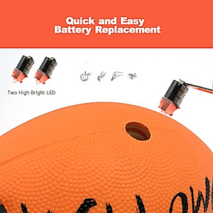 OMOTIYA LED Glow in The Dark Football, Light Up Football, Official Size 6 Football for Kids, Juniors with Pre-Installed Batteries, Pump, Orange