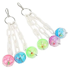 Xirfuni Bird Ball Toys, Plastic Bird Cage Ball Attractive Relieve Anxiety 2 Strings Biting with Hooks for Macaw for Budgie for Cockatiel