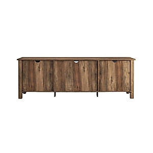Pemberly Row Farmhouse Rustic Wood Barn Door 70" TV Stand Console with Storage in Rustic Oak