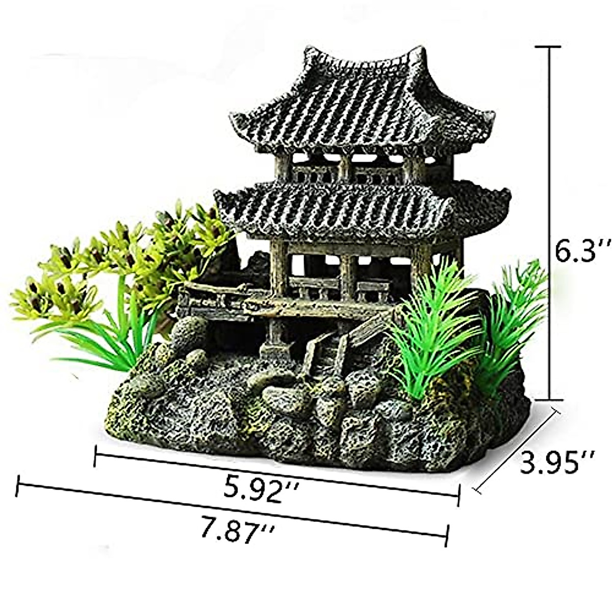 IBWell Classical Large Chinese Building Resin Aquarium Castle Decorations Fish Tank Ornaments