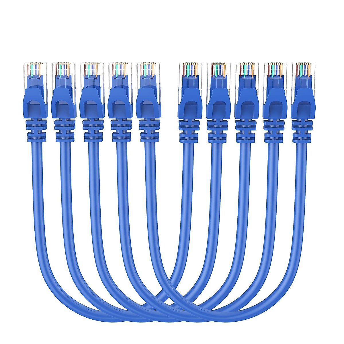 CableCreation Cat 6 Ethernet Cable 5 Pack 1ft, Internet Network Cords Patch LAN Cable, 23 AWG High Speed RJ45 Wire for Router, Modem, Computer, Short Ethernet Cable1 FT, Blue