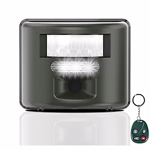 Ultrasonic Bird Repeller,Adjustable Silent Bird Repellent with Motion Sensor,Flashing Light,and Safety Alarm,Repels Bird Pigeons,woodpeckers and Other Large Animals,Suitable for Birds and Animals.