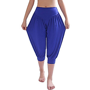 LKXHarleya Women Modal Harem Yoga Pants Loose Casual Fold Over Pilates Capri Pants Yoga Pants