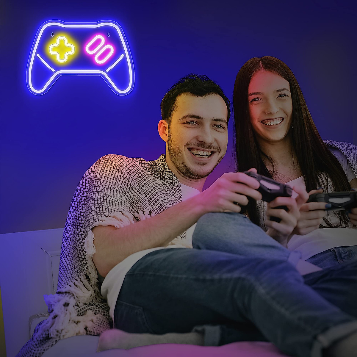 Lumoonosity Game Controller Neon Signs – Gamepad/Game Remote Neon Sign for Video/PC Gamer, Teen Boys' Gift - Game Zone LED Signs for Wall, Bedroom, Game Room Decor - Cool Gaming Console Neon Light