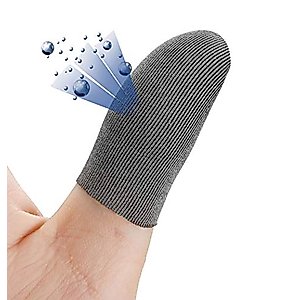 Silver Fiber 100%, 0.01"(0.5mm) Ultra-Thin, PUBG Mobile Finger Sleeve Anti-Sweat Breathable for High-Ranking Players Mobile Game Streamer iPhone/iPad/Android Size: M(6P)