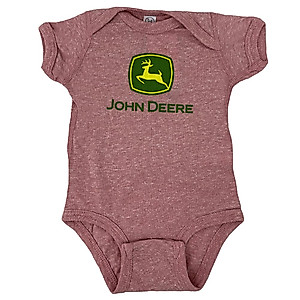 John Deere Baby Girl Short Sleeve Bodysuit with Large Logo-Mauvelous-06M