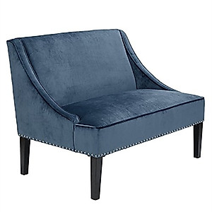 Madison Park Avalon Swoop Arm Settee Blue/Brown See Below, MP106-0383