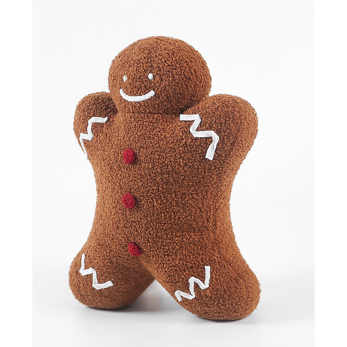 DALIYREPAL Moptrek Christmas Decoration Cute Plush Sherpa Gingerbread Man Cushion Pillow with Filling Soft Garden Sculpture Outdoor Decoration