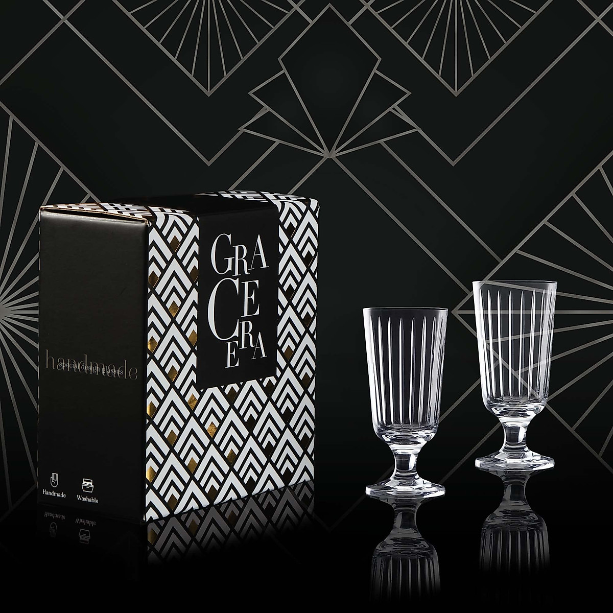 Grace Era Cocktail Glasses Set Premium Glassware Set for Pina Colada, Large Shrimp Cocktail, Margaritas, Ideal for Refreshing Hurricane Cocktail, Goblet Thick Bottom for Coronaritas Set of 2-8oz