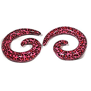 Tapers Spiral Cheetah 00g (10mm) Hangers Acrylic 2 Pieces (1 Pair) (B/1/2/42)