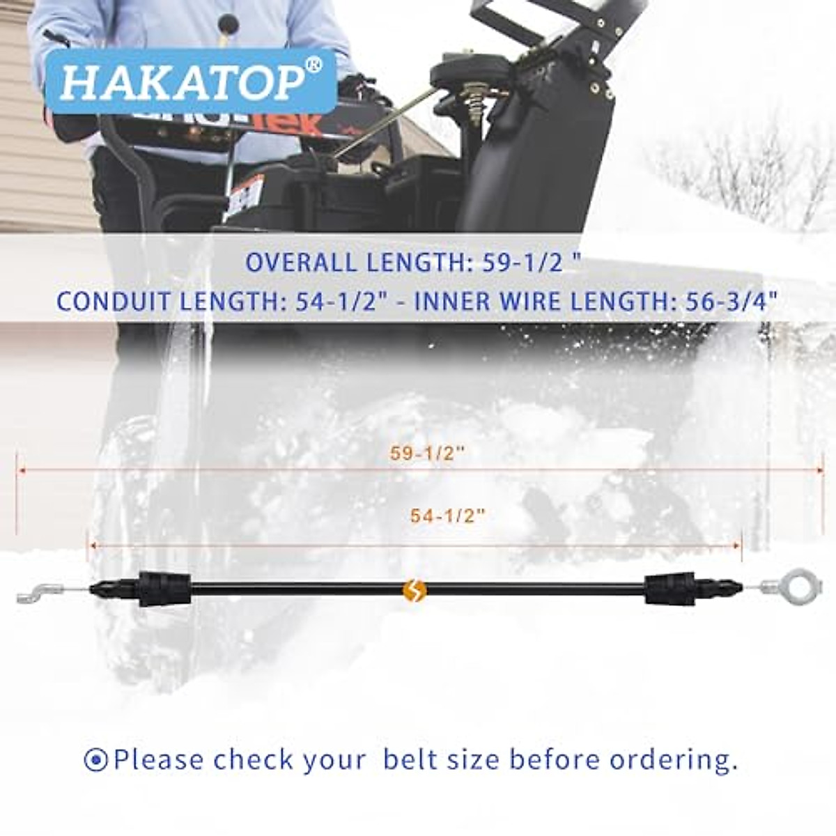 HAKATOP Snow Thrower Chute Deflector Control Drive Cable Replaces Husqvarna 532420673 585271701 AYP 178674